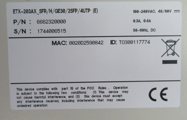 RAD ETX-203AX ROUTEUR De Demarcation Ethernet Sfr/H/Ge30/2Sfp/4Utp (E ...