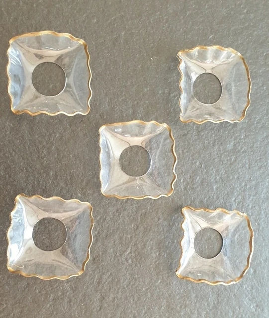 LOT 5 ANCIENNE coupelle bobèche verre doré Bougeoire bougie lustre ...