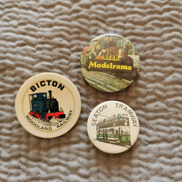VINTAGE BICTON WOODLAND Railway Train Modelrama Advertising Pin Badge ...