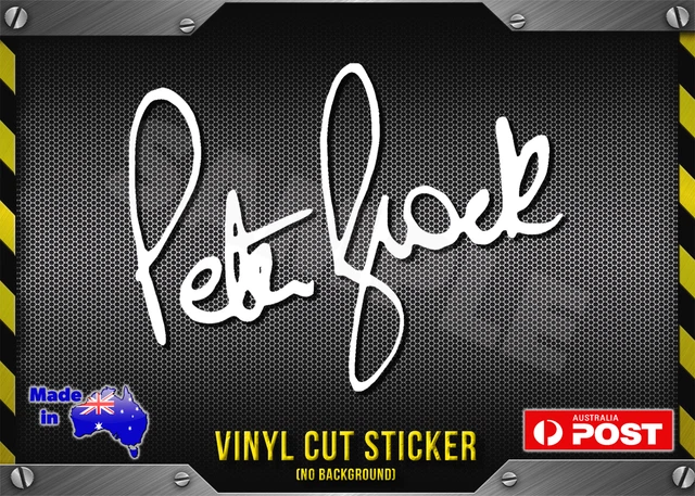 PETER BROCK SIGNATURE Vinyl Cut GLOSS WHITE Decal Large 150mm Dash FREE ...