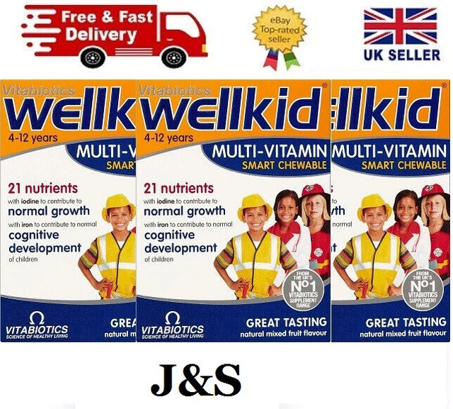VITABIOTICS WELLKID SMART Chewable Kids children Multivitamin 4-12Years ...