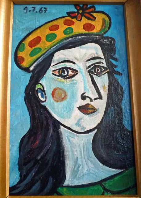 GRANDE DIPINTO ESPRESSIONISTA cubista datato '67 ritratto bella ...