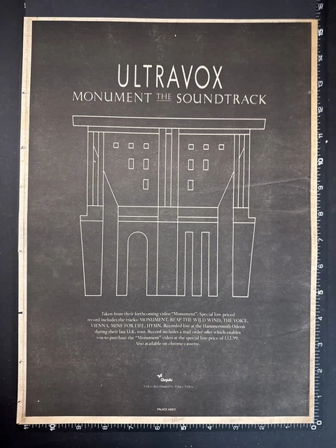 ULTRAVOX - MONUMENT THE SOUNDTRACK 1983 15x11'' Poster Size Advert L374 ...