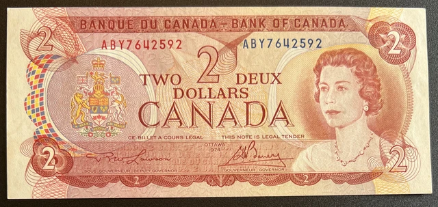 1974 BANK OF Canada $2 Two Dollar Bill EF/AU ABY 7642592 Very Crisp $3. ...