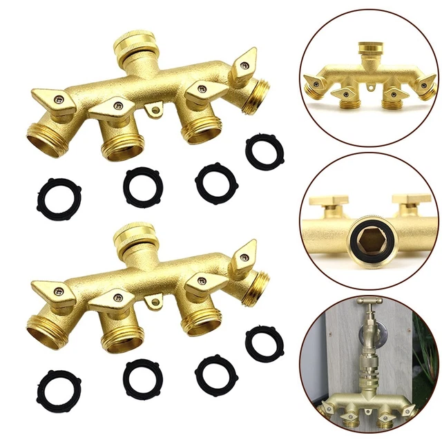 FOR OUTDOOR TAP Brass Four way Ball Valve with 4 Gaskets for Multiple ...