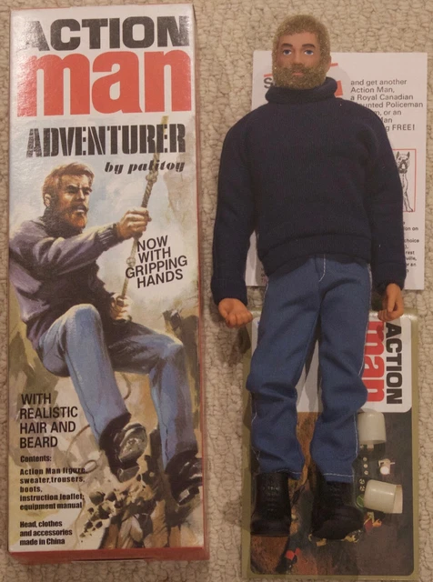 VINTAGE ACTION MAN 40th anniversary flocked hair adventurer grip hands ...