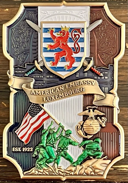 USMC MSG DET Marine Security Guard Detachment Luxembourg Challenge Coin ...
