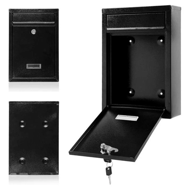 POST BOX LARGE Letter Mail box Steel Lockable Outdoor Wall Mounted With ...