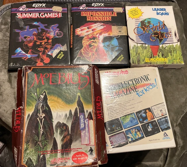 APPLE 2E 11E GAMES LOT BULK COMPLETE VINTAGE Mobius Impossible Mission ...