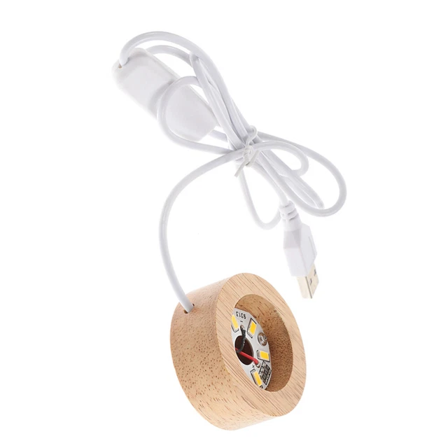 WOODEN LED DISPLAY Base For Crystal Sphere USB Powered Night Light ...