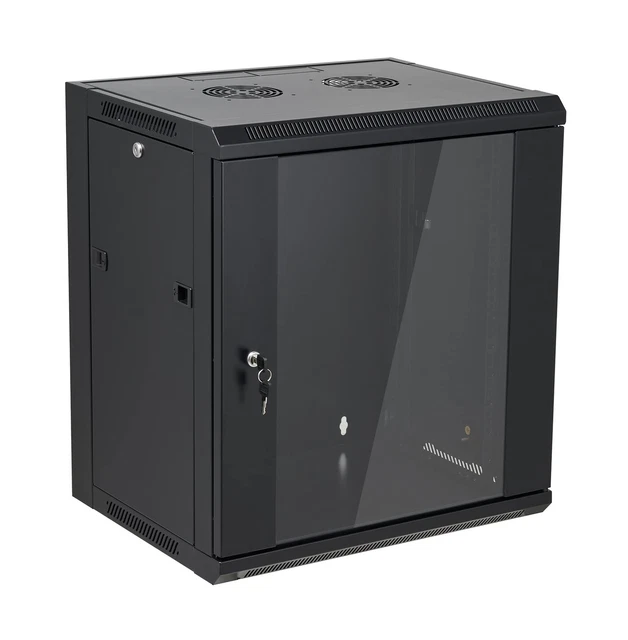 12U WALL MOUNT Server Cabinet Network Rack Enclosure Locking Glass Door ...