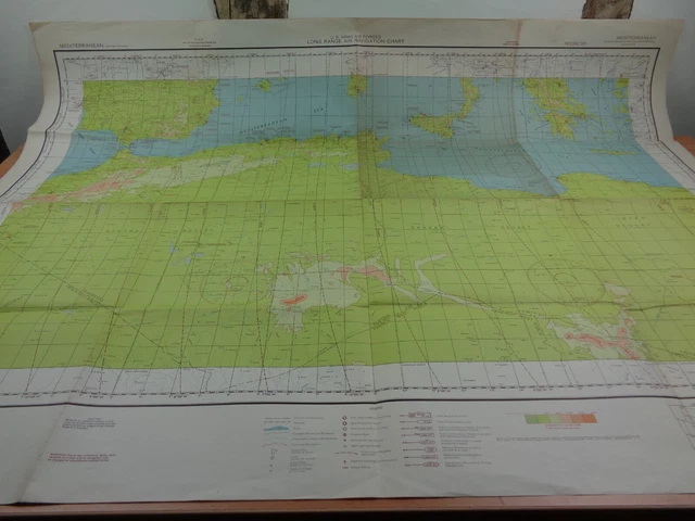 LARGE WW2 &RESTRICTED& Usaaf "Long Range Air Navigation Chart ...