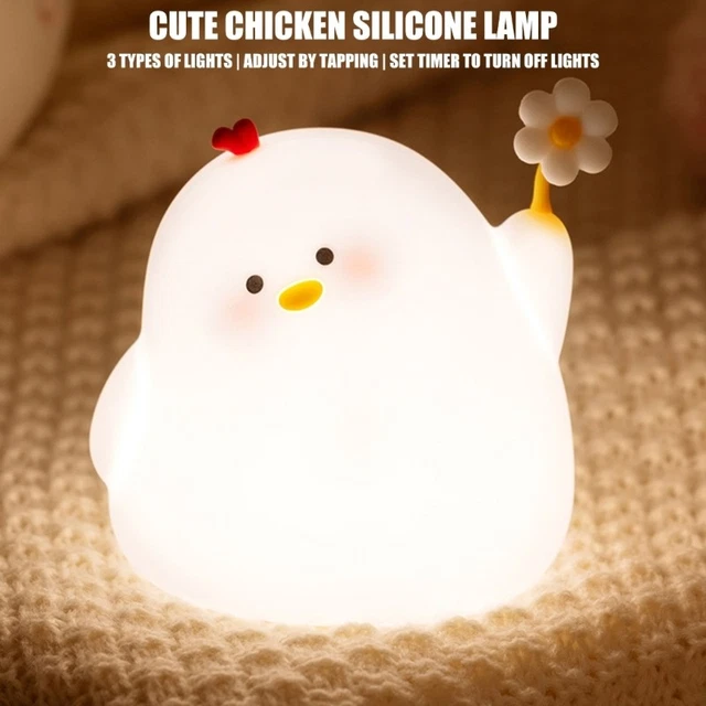 CHICKEN SHAPE BEDSIDE Light User Friendly Silicone Texture 3 Glowing ...