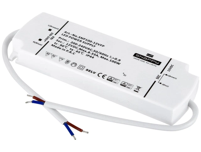 LED TRANSFORMER 100W IP44 230V > 12V Wet Room Transformer Power Supply ...