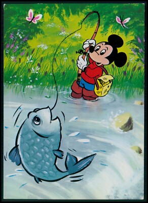 WALT DISNEY MICKEY Mouse fishing river fish original c1950-1960s ...