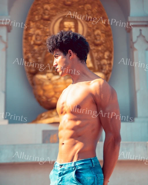 MALE MODEL PRINT Beefcake Handsome Shirtless Muscular Slender beard ...