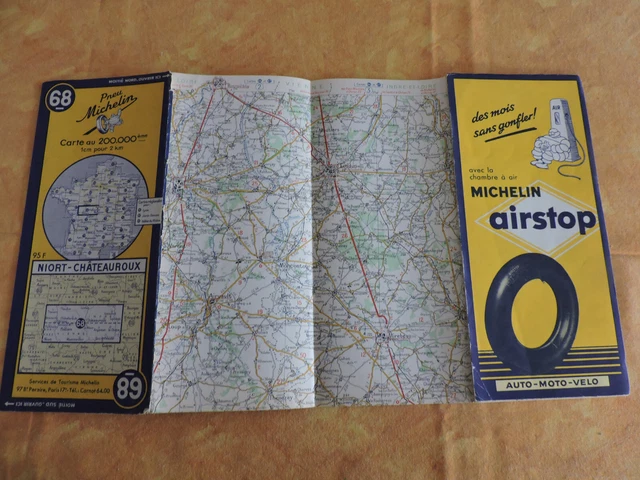 ANCIENNE CARTE MICHELIN n° 68 NIORT-CHATEAUROUX Map Kaart Karte Ed 1954 ...