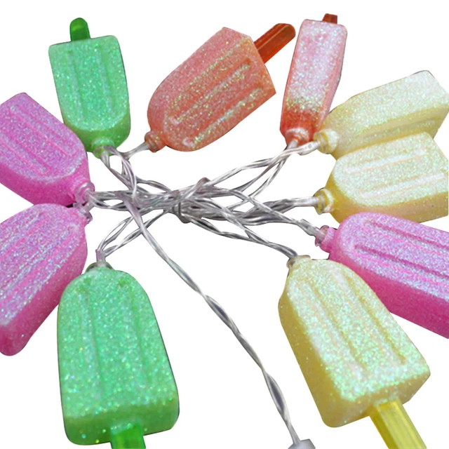 ICE CREAM LIGHT Popsicle Festoon Fairy Lights Solar Powered £12.59 ...