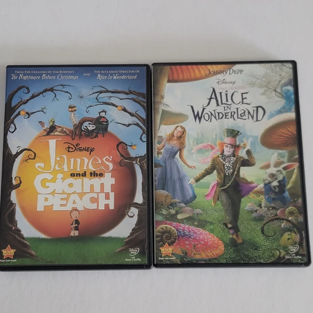 DISNEY 2 MOVIE Night DVD Bundle Lot James & The Giant Peach Alice In ...
