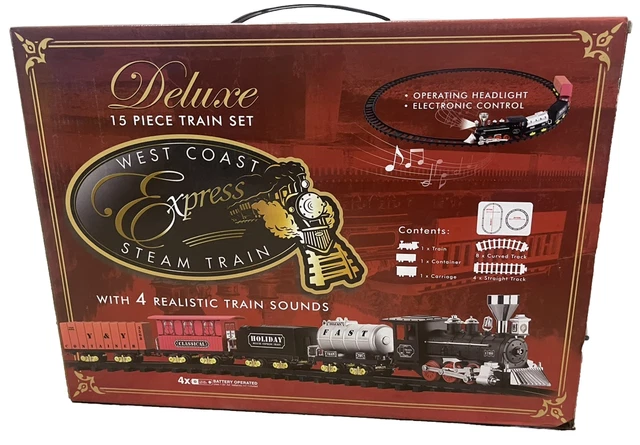 DELUXE CHRISTMAS TRAIN Set Circular Track 16 Piece West Coast Steam ...