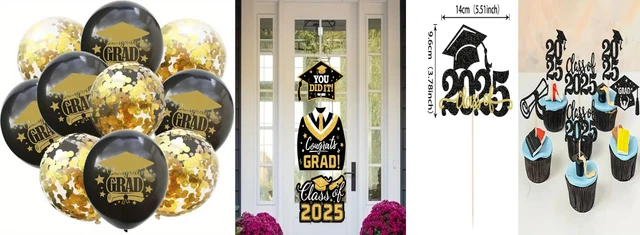 CLASS OF 2025 Congratulation Balloons,Door Hanging,Cake Topper and ...