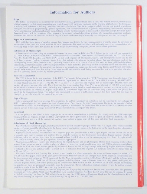 2001 FEB IEEE EVOLUTIONARY COMPUTATION engineering design GENETIC ...