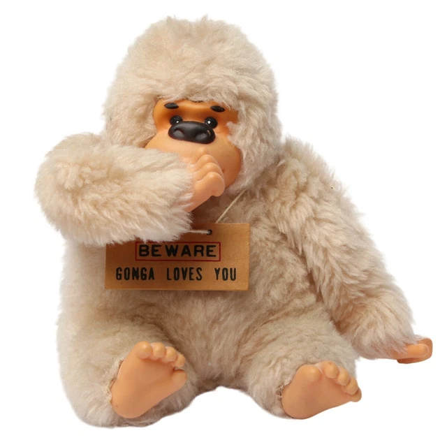 VINTAGE RUSS GONGA Iconic Gorilla Plush Beanie Toy Baby Monkey Cream ...