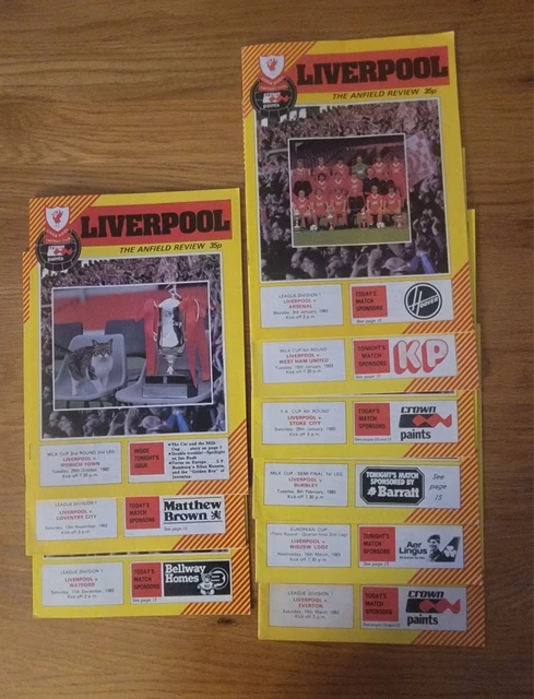 9 1982/83 LIVERPOOL Home Programmes All In Very Good Condition £9.73 ...