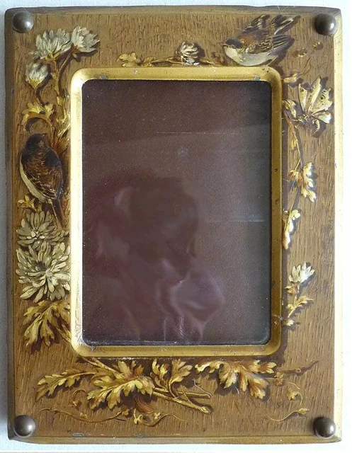 CADRE PORTE PHOTO tole sérigraphie Fin 19e siècle Moineau oiseau photo ...