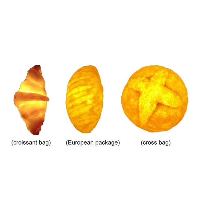 LED NIGHT LAMPS Bread Shaped Simulation Croissant Cross Bread Cake Lamp ...