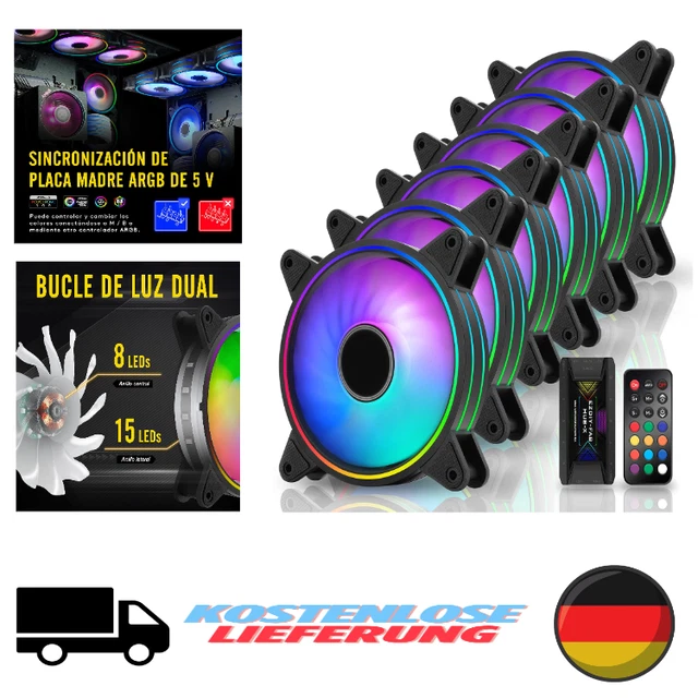 EZDIY-FAB MOONLIGHT RGB High-Performance 120 mm Fan Set mit Fan Hub X ...