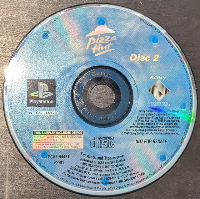 PIZZA HUT ORIGINAL PlayStation (PS1) disque de démonstration alimenté ...