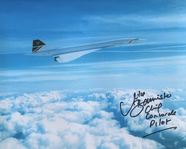 BRITISH AIRWAYS CONCORDE chief pilot Mike Bannister signed 8x10 flight ...