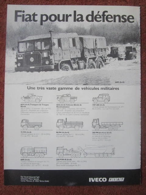 11/1982 PUB FIAT Iveco Camion Militaire Military Truck Fiat 6605 French ...