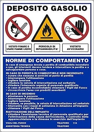 CARTELLO SEGNALETICO - DEPOSITO GASOLIO Norme di COMPORTAMENTO ...
