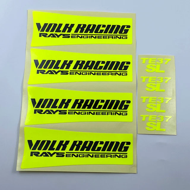 YELLOW+BLACK JDM REFLECTIVE RAYS VOLK Racing TE37SL Wheel sticker decal ...