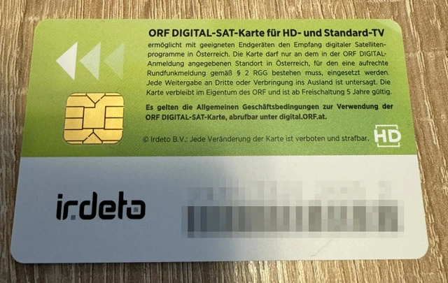 ORF DIGITAL HD Tarjeta Satelital Irdeto Smartcard NUEVO Desbloqueado 5 ...