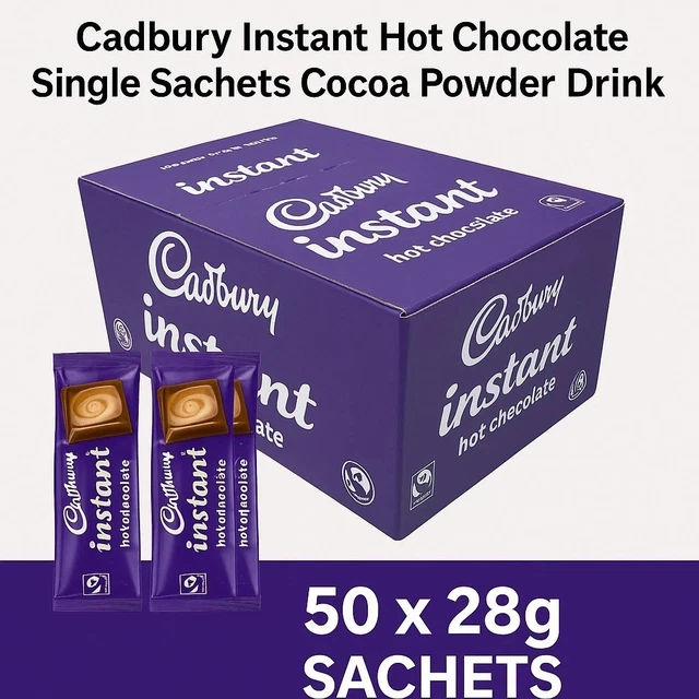 CADBURY INSTANT HOT Chocolate Sachets - 50x28g £23.00 - PicClick UK