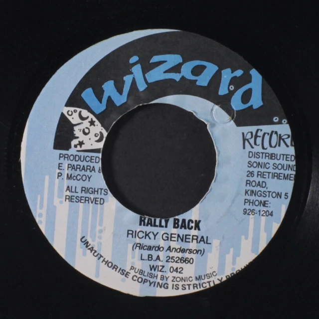 RICKY GENERAL: RALLY back / version Wizard Records (4) 7" Single 45 RPM ...