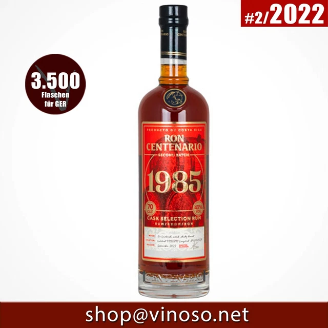 RON CENTENARIO 1985 Second Batch #2/2022 limitiert Ron Costa Rica 43% ...