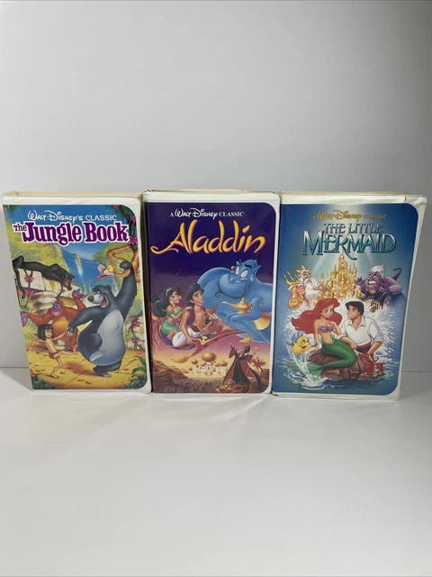 Walt Disney Black Diamond Classics Vhs Tapes Bundle Jungle Book Alladin 5719