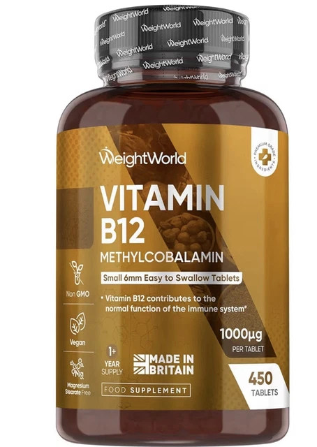 VITAMIN B12 TABLETS - 450 Tablets (1+ Year Supply) - 1 Per Day ...