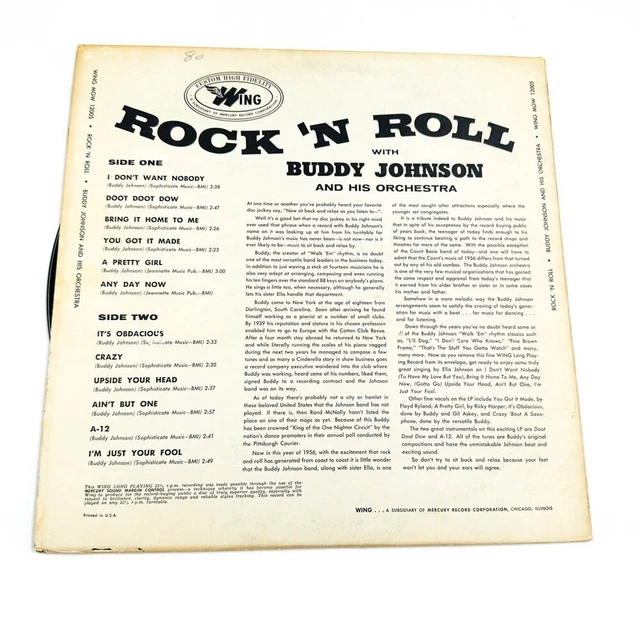 VINYLE ROCK'N ROLL Buddy Johnson and His Orchestra, Wing Records MGW ...