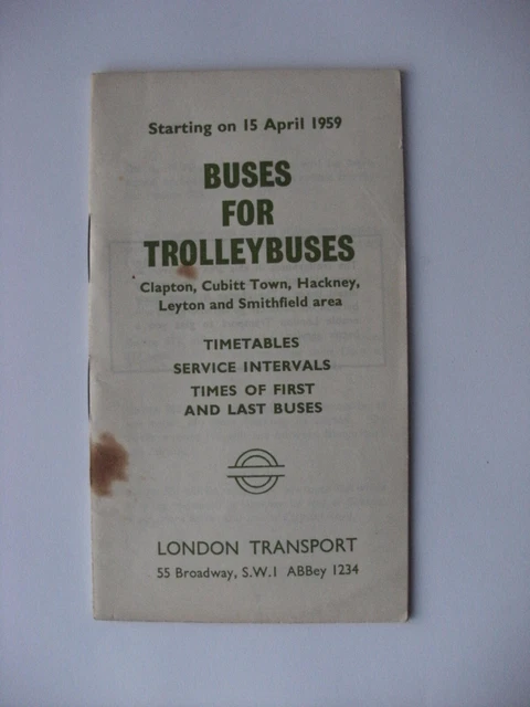 LONDON TRANSPORT TIMETABLE Night Services Buses Trolleybus 15th April ...