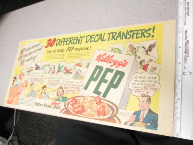 NEWSPAPER AD 1948 cereal box premium PEP decal transfers airplane ...