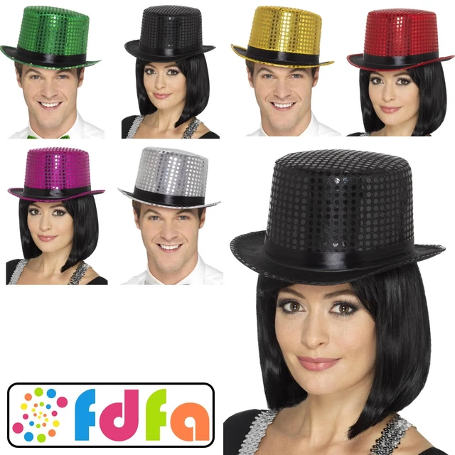 SMIFFYS SEQUIN SHOWBIZ Top Hat Showman Adults Mens Ladies Fancy Dress £ ...
