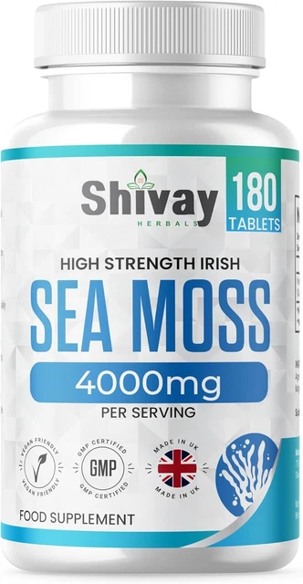 SEA MOSS EXTRACT 4000mg Per Serving | 180 Vegan Tablets - 90 Day Supply ...