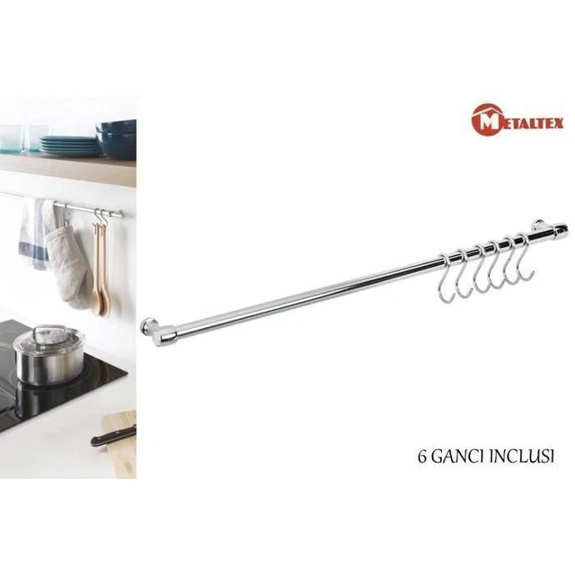 METALTEX BARRE LONARDO chromée avec crochets 58cm 350305 EUR 36,99 ...