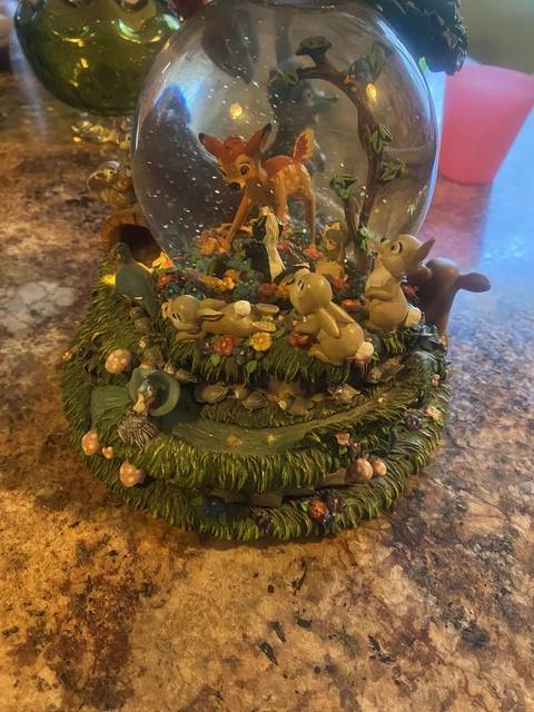 BAMBI DISNEY &A Little April Shower" Musical Snow Globe music works ...