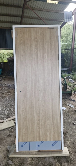 OAK FLUSH FIRE Door And Casing Fd30, With Kickplate And Latch £57.88 ...